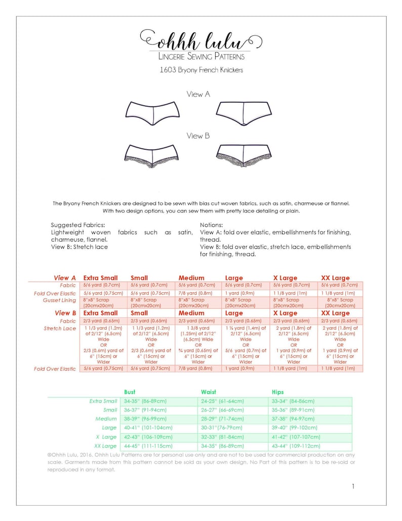 Bryony Modern French Knickers Sewing Pattern for Woven Fabrics - Etsy