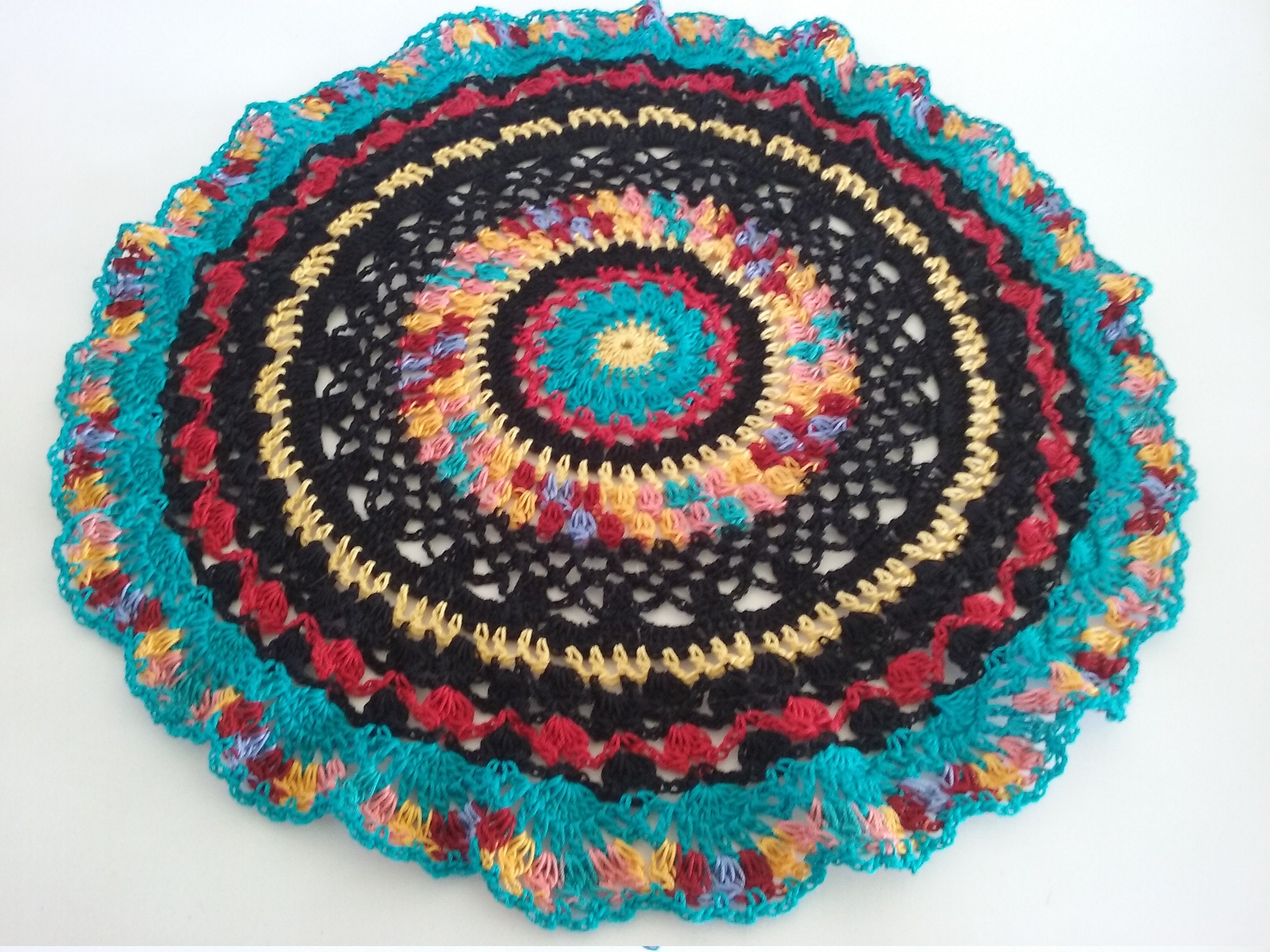 Colorful Mandala Crochet Doily Mexican Fiesta Party | Etsy