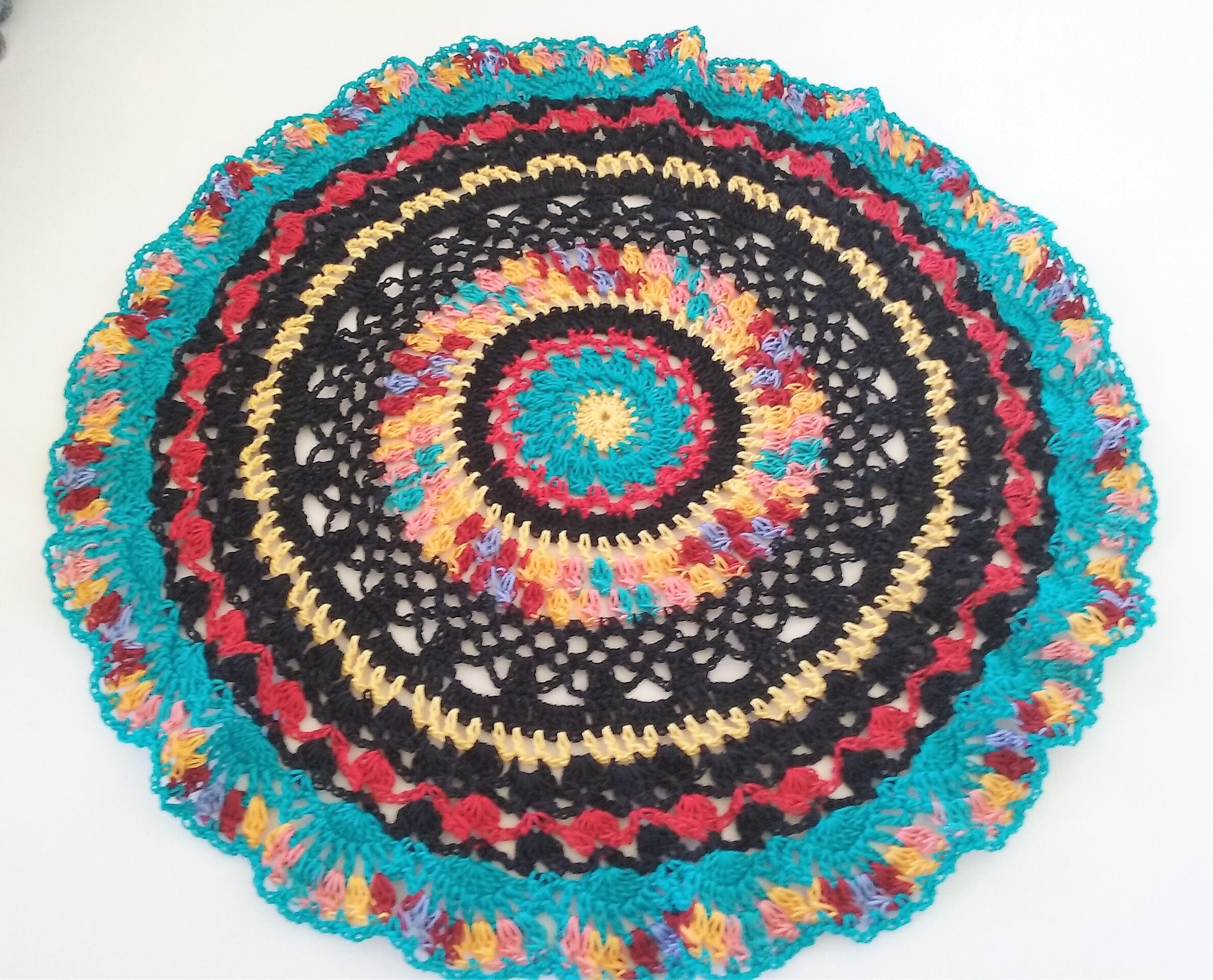 Colorful Mandala Crochet Doily Mexican Fiesta Party | Etsy