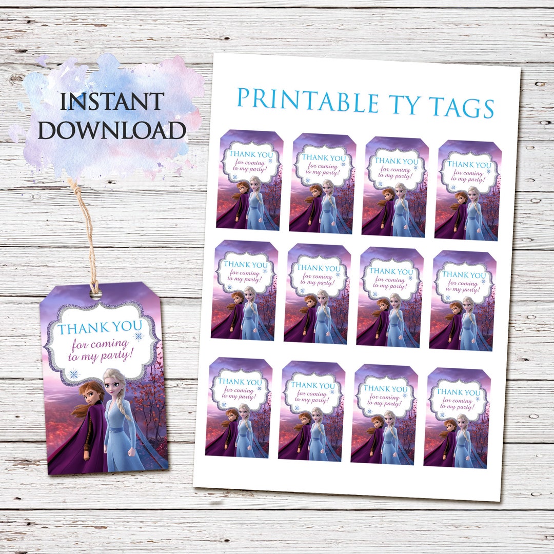 INSTANT DOWNLOAD Digital FROZEN Anna Elsa Thank You Favor Tags ...