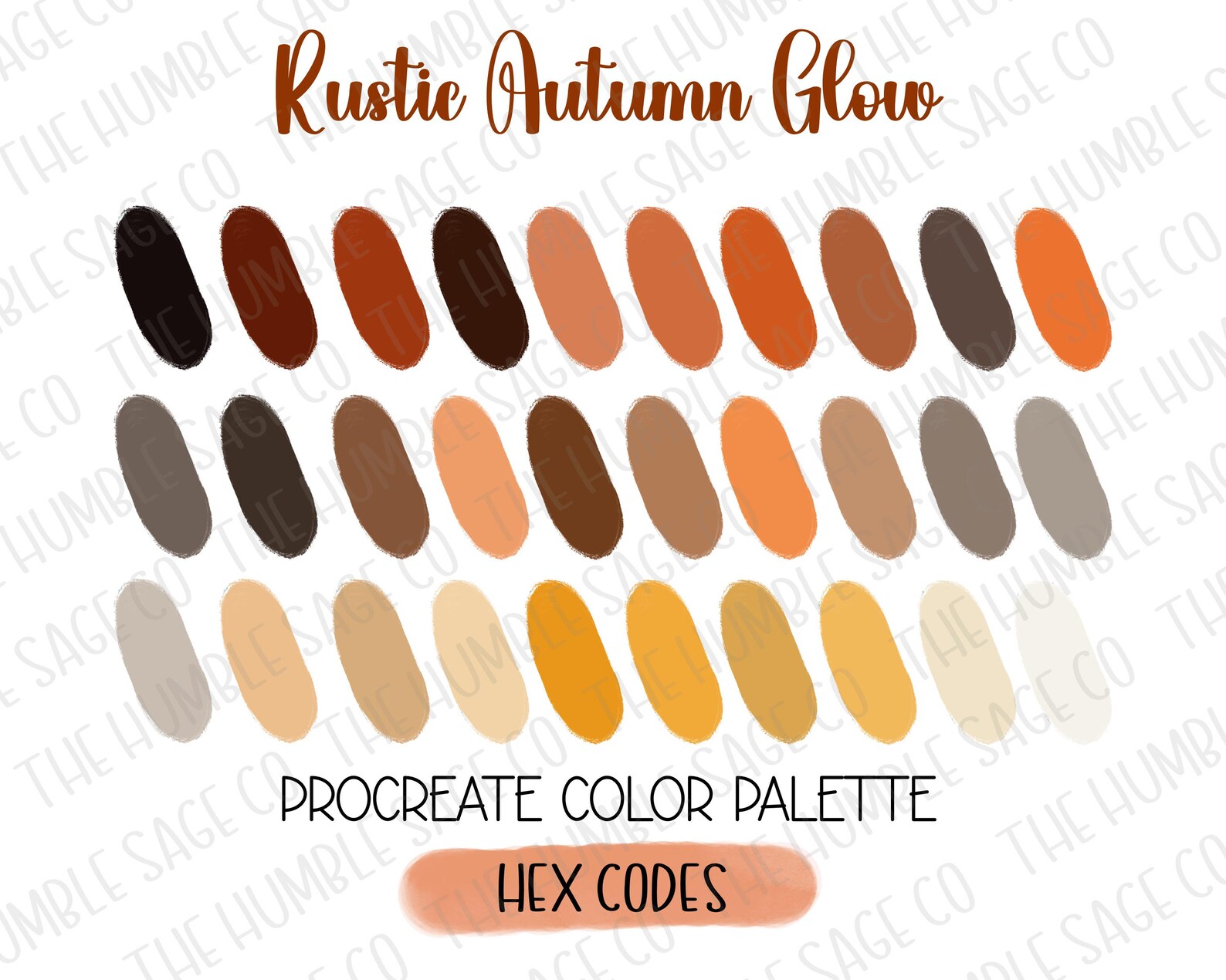 Rustic Autumn Glow – Procreate Color Palette | 30 Warm Cozy Fall Tones ...