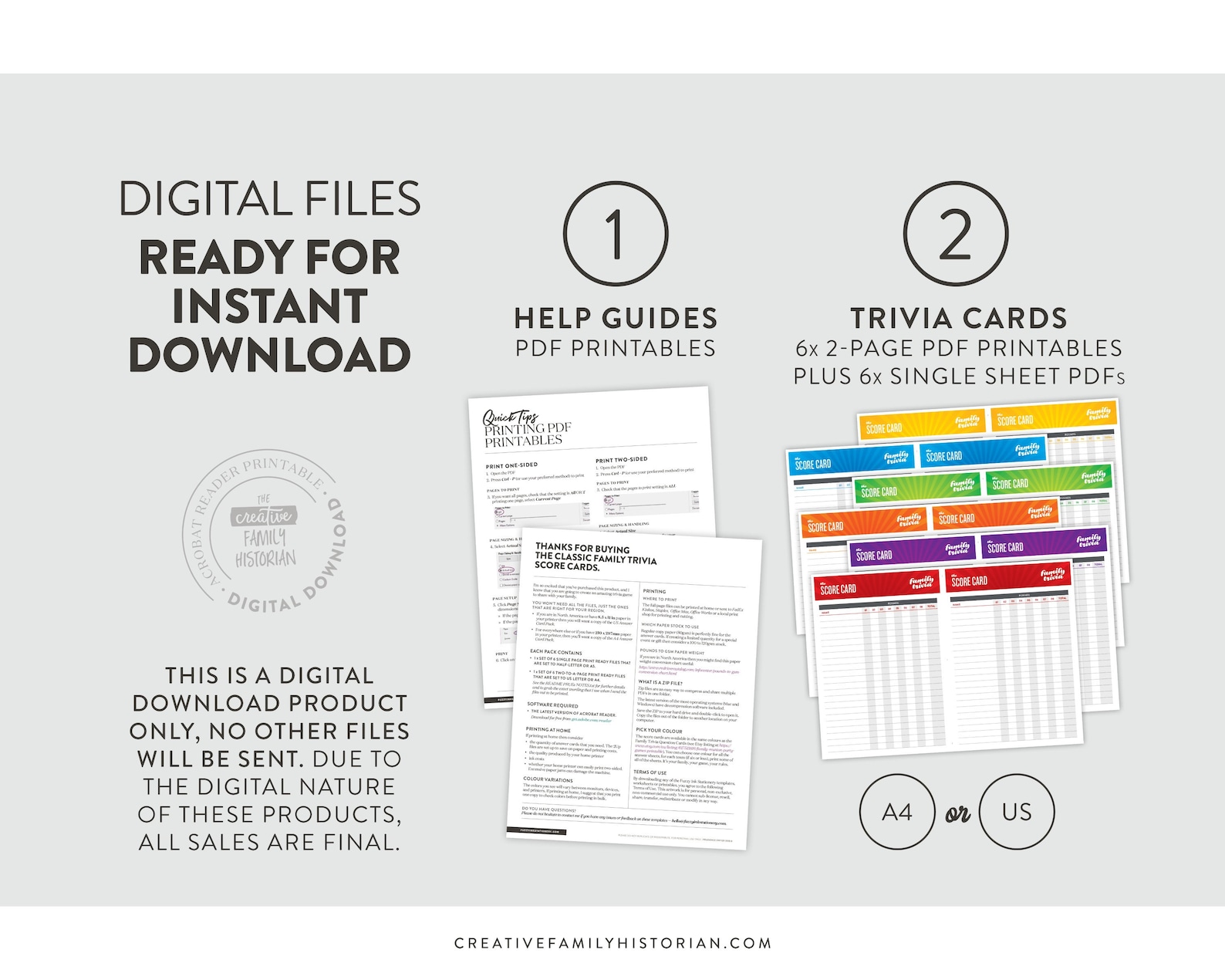 Trivia Score Card Printable for Genealogy Party Games Family | Etsy Canada
