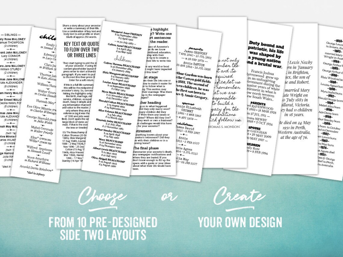 Collectable Family History Gift Two-sided Ancestor Bookmark - Etsy