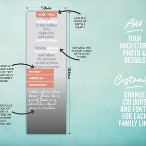 Collectable Family History Gift Two-sided Ancestor Bookmark Printable ...