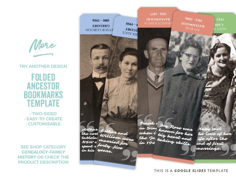 Collectable Family History Gift Two-sided Ancestor Bookmark | Etsy