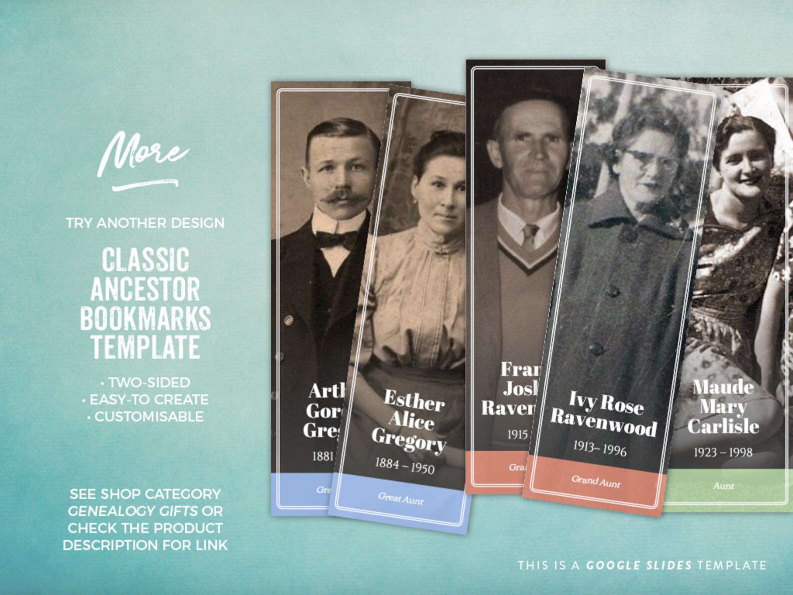 Collectable Family History Gift Two-sided Ancestor Bookmark - Etsy