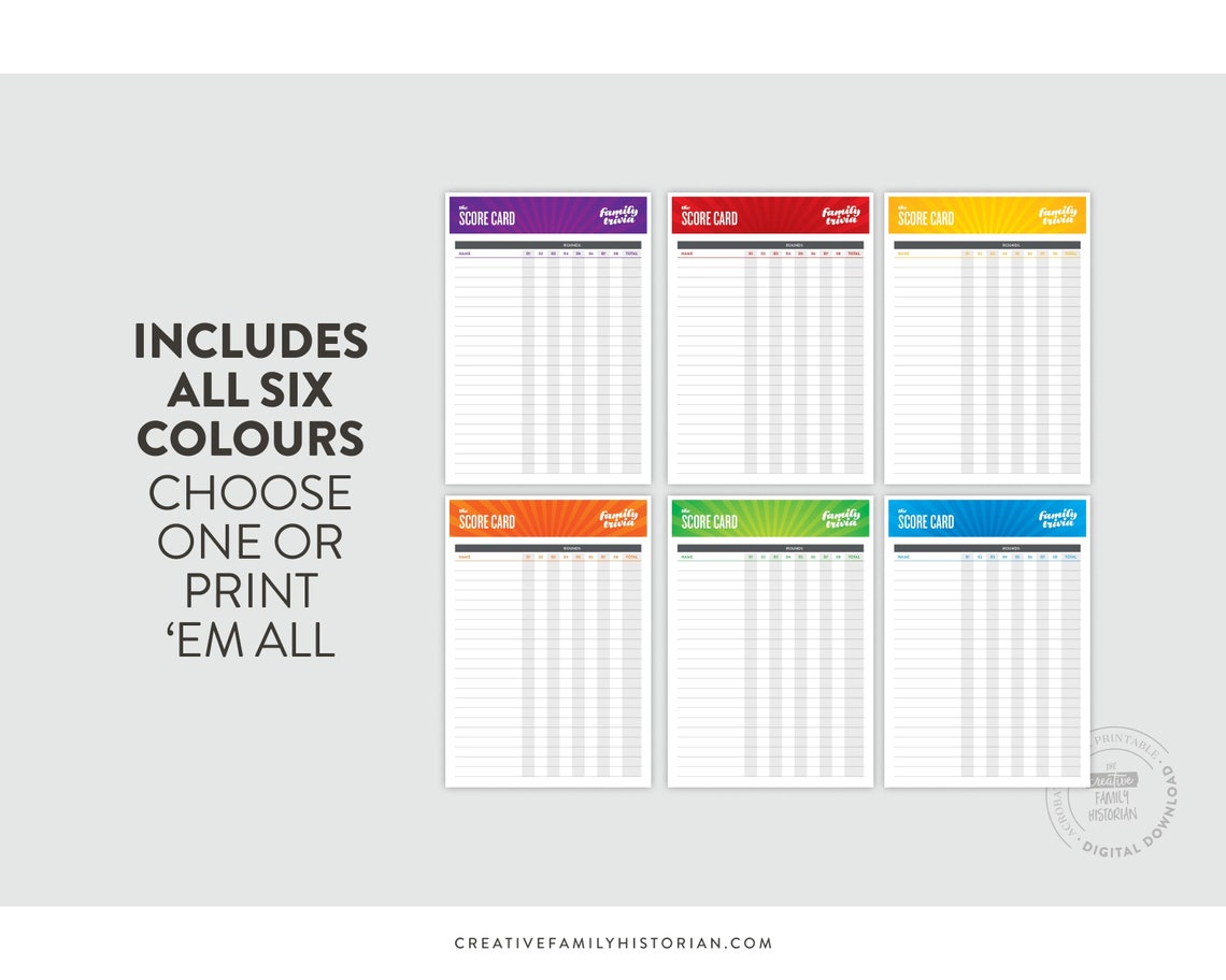 Trivia Score Card Printable for Genealogy Party Games Family - Etsy Canada