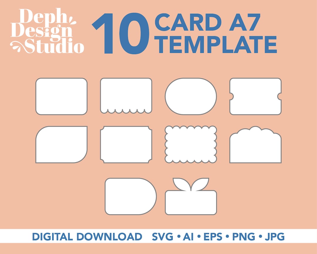 A7 Card Template Bundle - 10 Printable Card Designs (digital Download ...