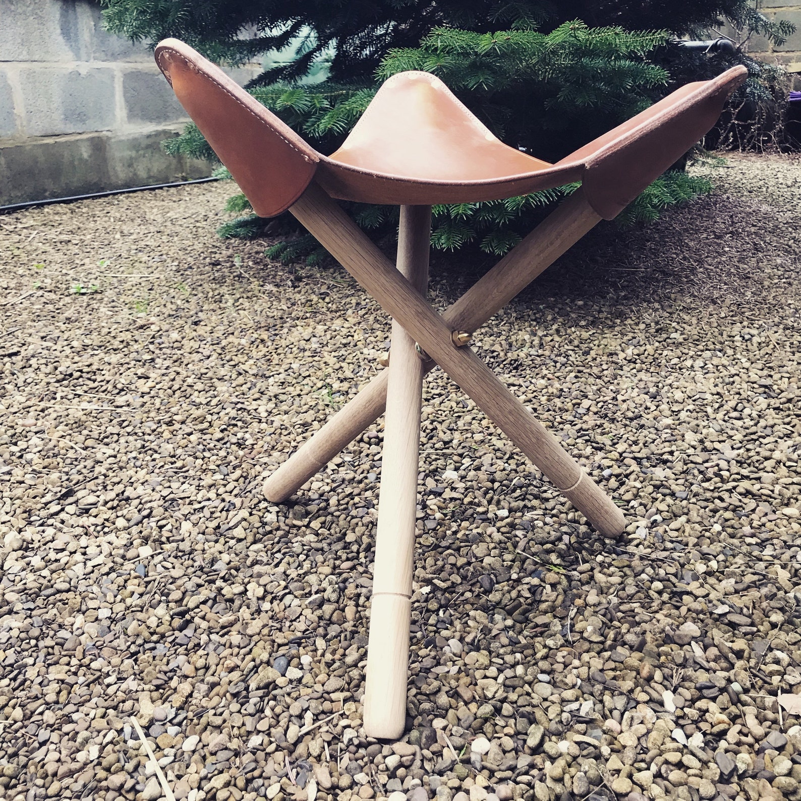 Bushcraft Tripod Leather and Oak Stool - Etsy