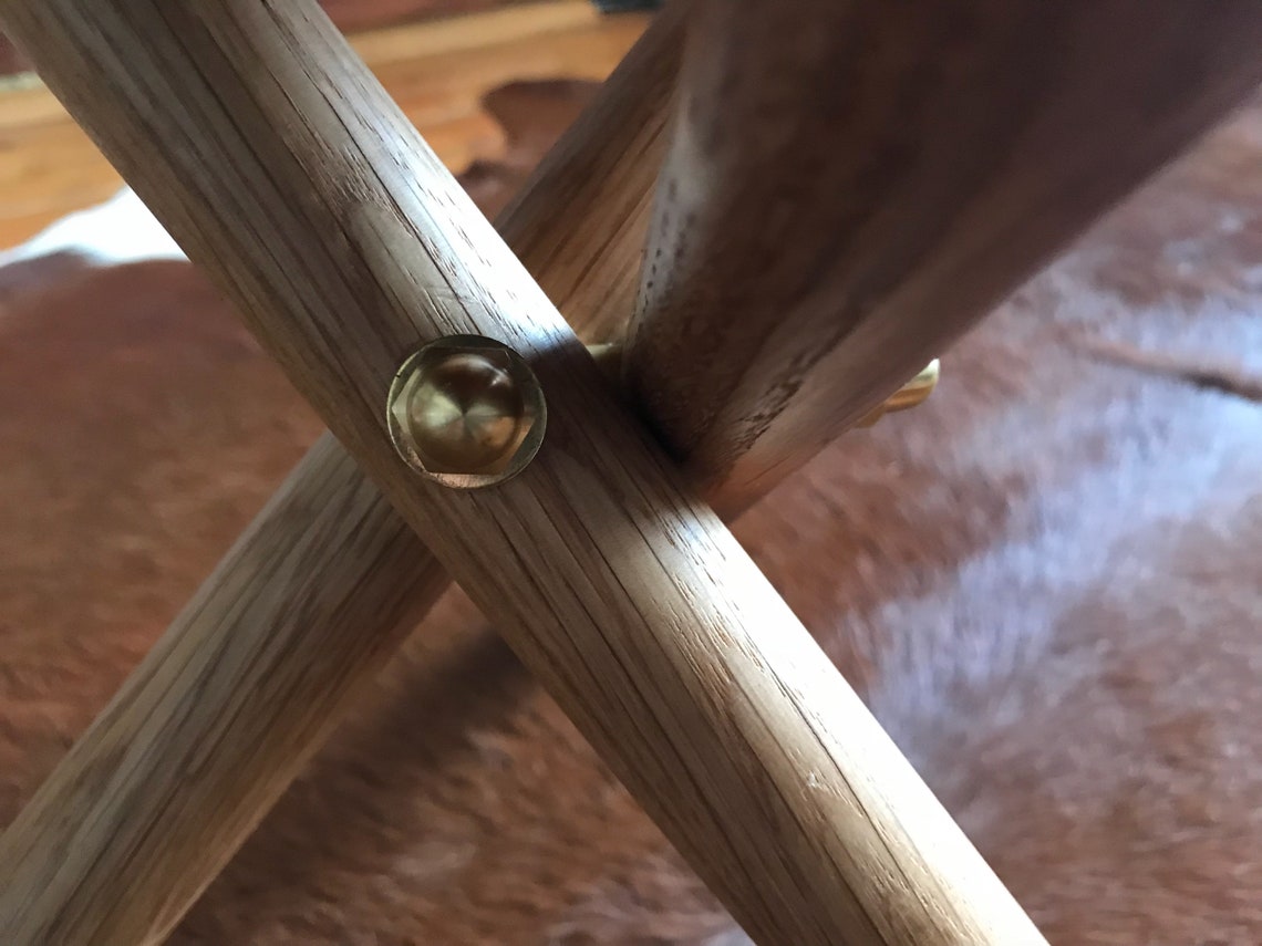 Bushcraft Tripod Leather and Oak Stool | Etsy