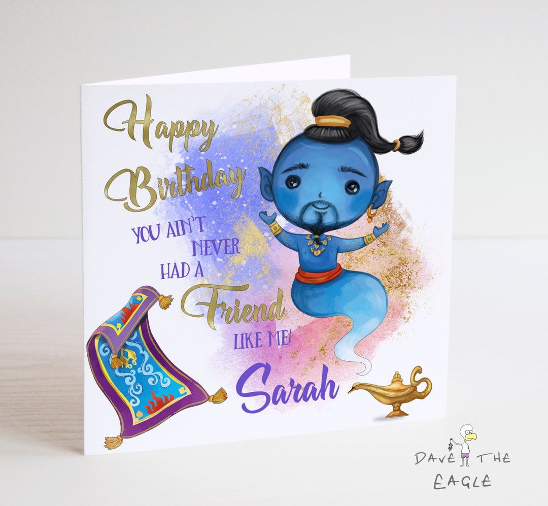 Aladdin Personalised Birthday Card - Genie - Etsy