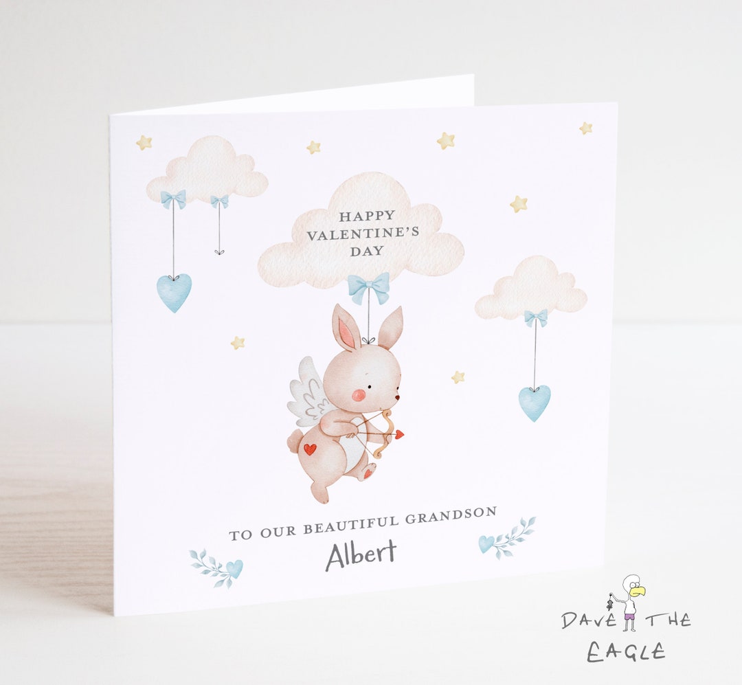 Cute Bunny Valentine's Card - Personalised Son Grandson Nephew - Etsy