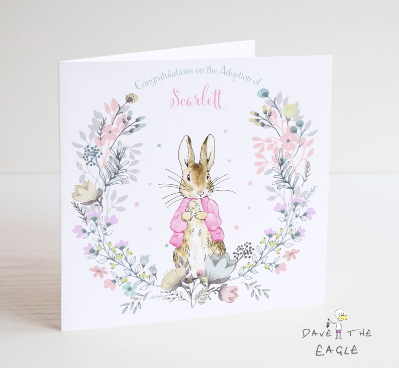 Girls Personalised Adoption Card Bunny Rabbit Design - Etsy