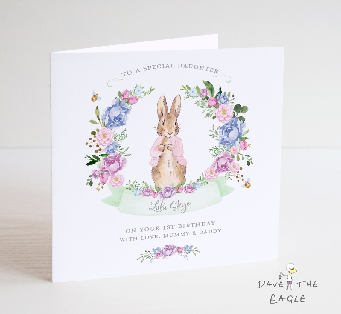 Girls Personalised Birthday Card Bunny Rabbit Design - Etsy