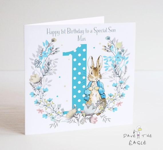 Boys Personalised Birthday Card Number Bunny Rabbit Design | Etsy