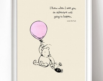 Winnie the Pooh Classic Adventure A4 Print Quote Blue | Etsy UK