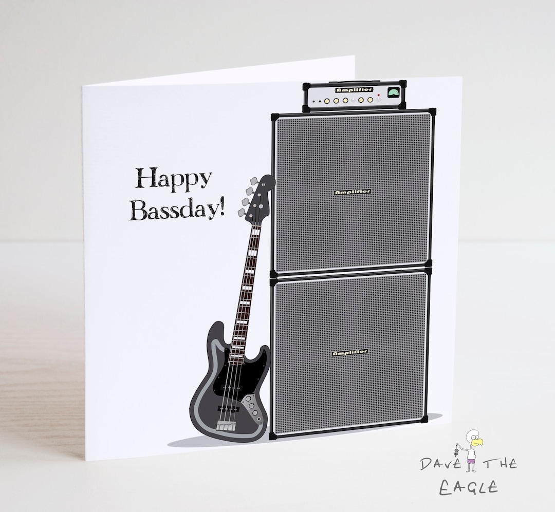 Bass Guitar Birthday Card - Happy Bassday! - Etsy