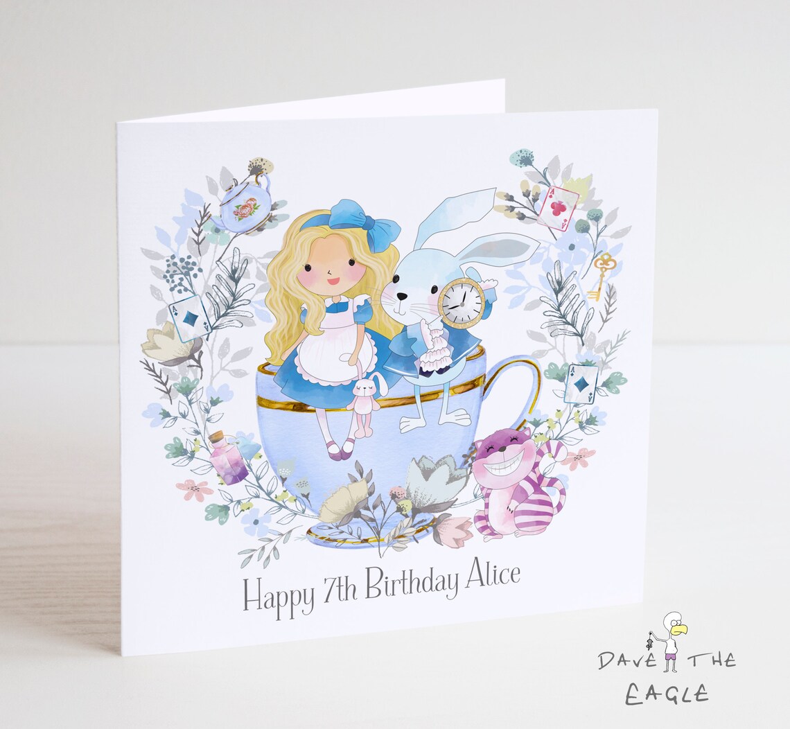 Alice in Wonderland Personalised Birthday Card - Etsy