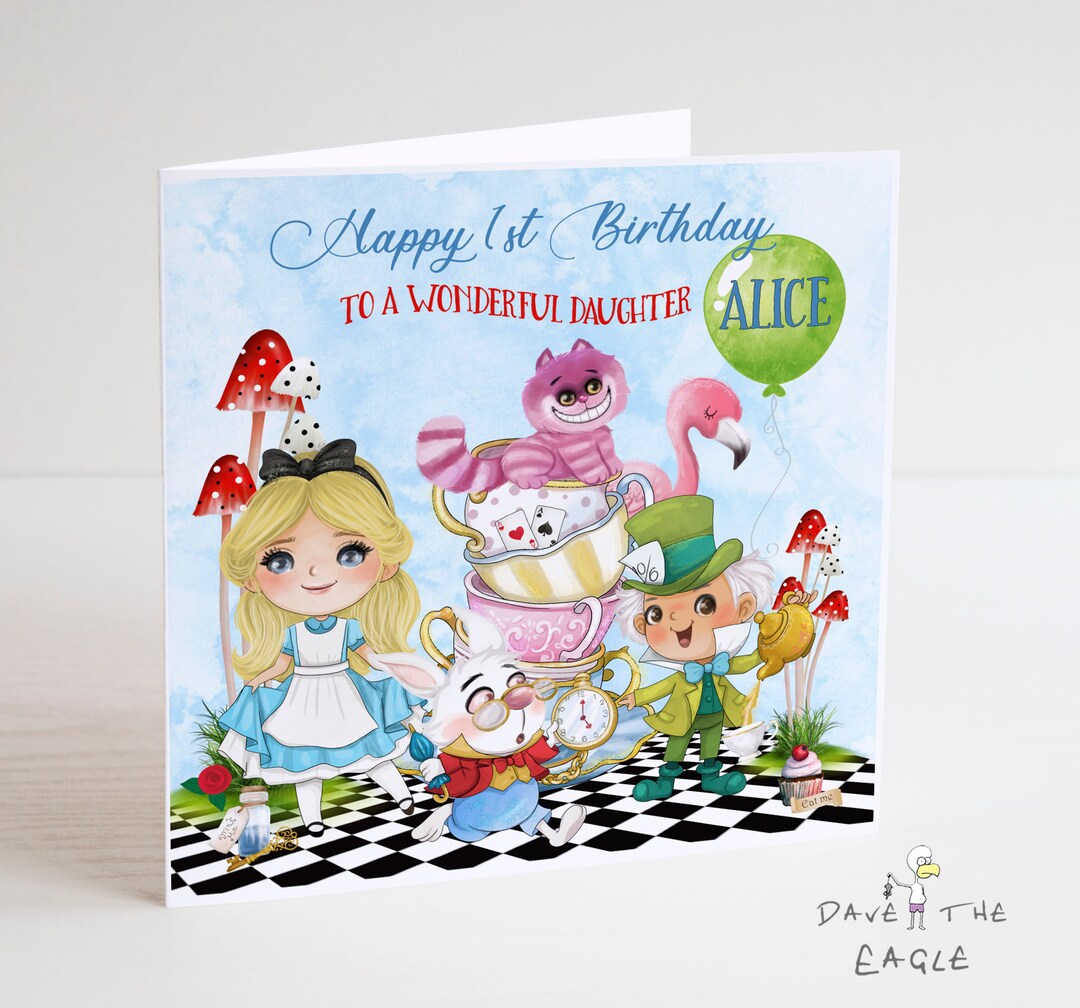 Alice in Wonderland Personalised Birthday Card - New - Etsy
