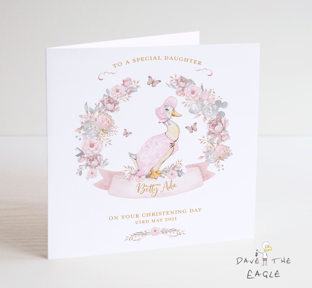 Carte de baptême ou de baptême - Design petit canard personnalisé pour ...