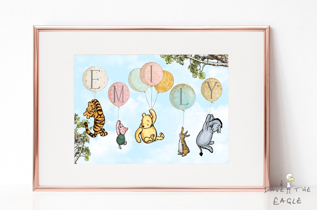 Winnie the Pooh A4 Print - With Personalised Name (max 8 Letters) - Etsy UK
