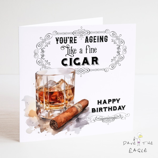 Cigar Birthday Card - Etsy