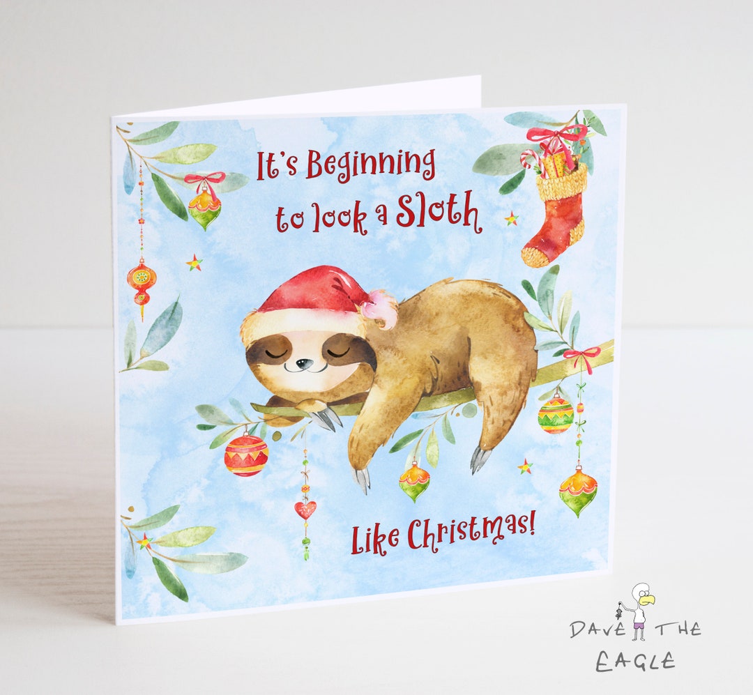 Cute Sloth Christmas Card - Etsy