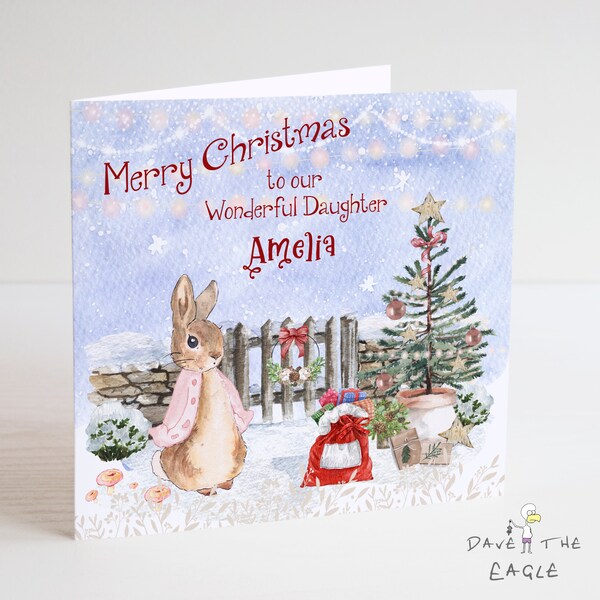 Bunny Christmas Card - Etsy
