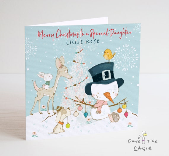 Cute Snowman Personalised Christmas Card | Etsy