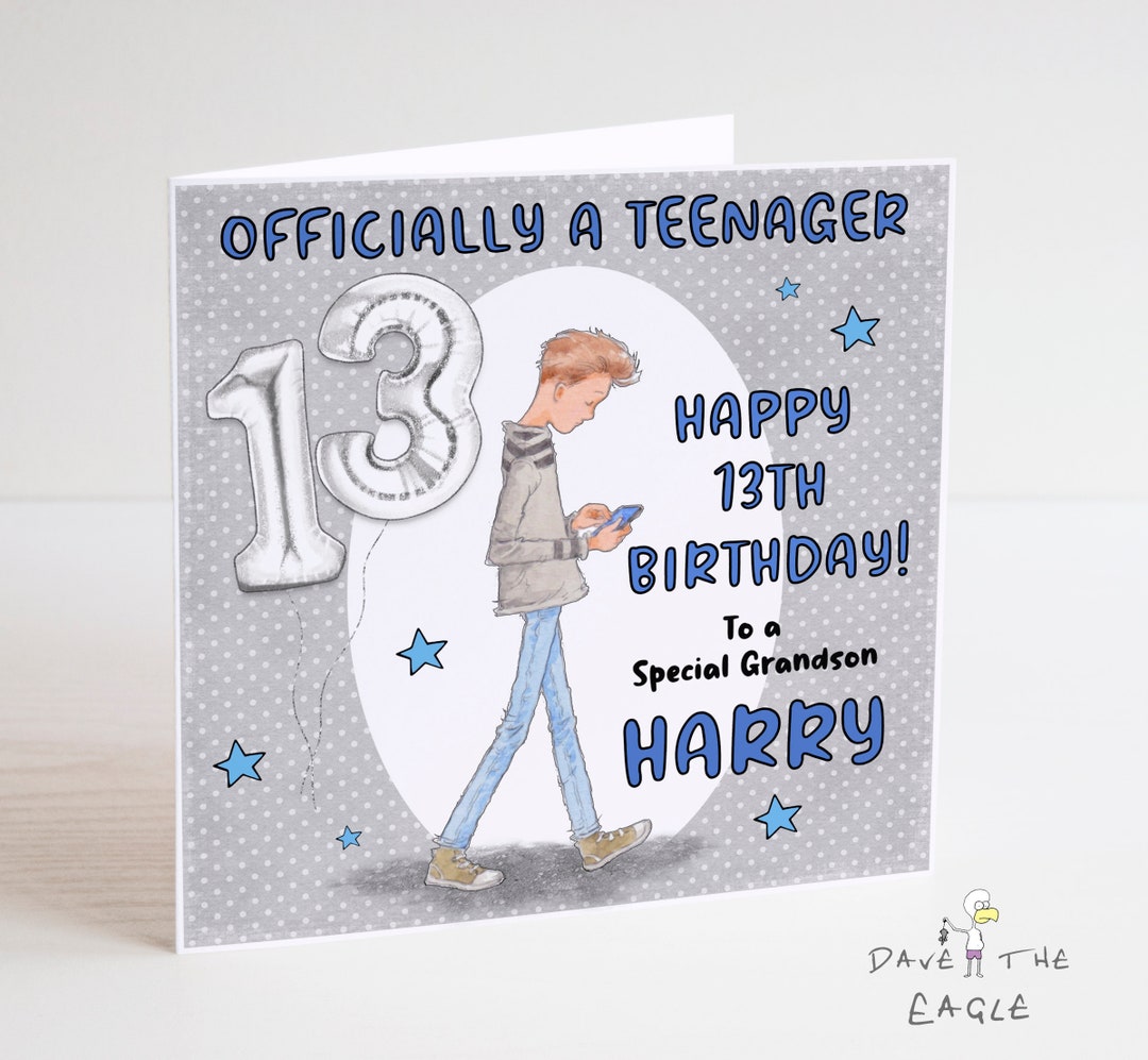 Teenage Boys Birthday Card - Teenager! Personalised. 13th Birthday, Son ...
