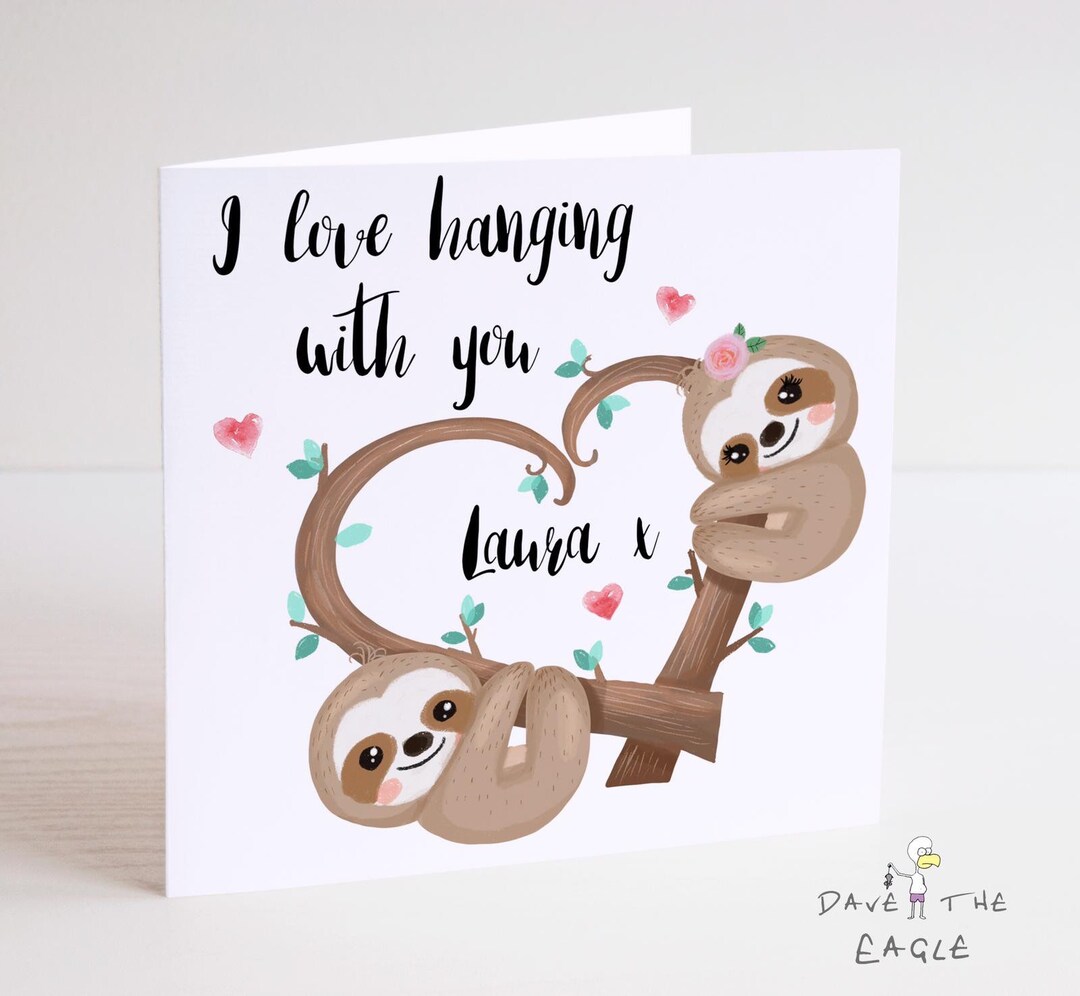 Cute SLOTH Anniversary Valentine's Card - Etsy UK