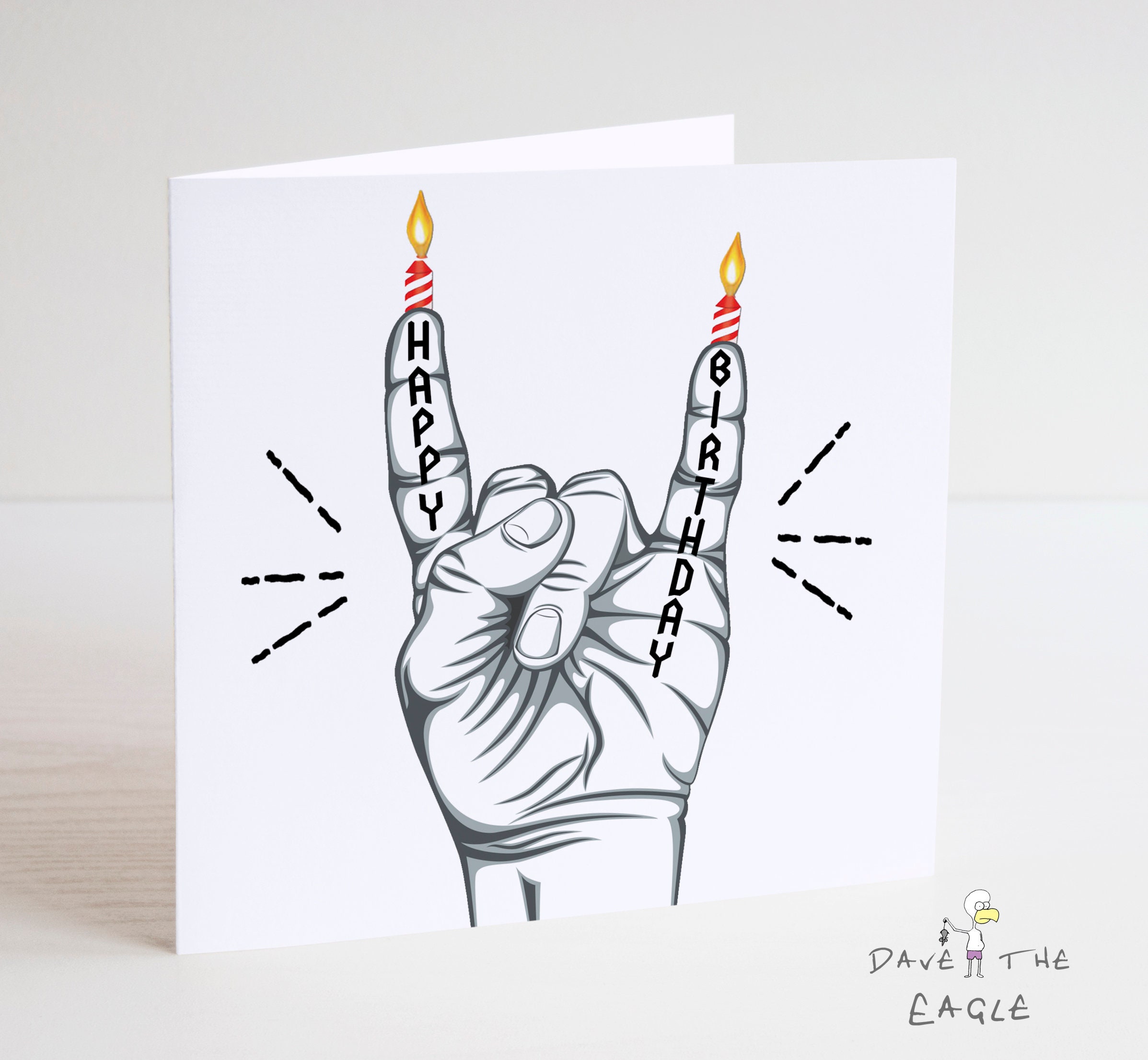 Heavy Metal Rock Horns Birthday Card - Etsy UK