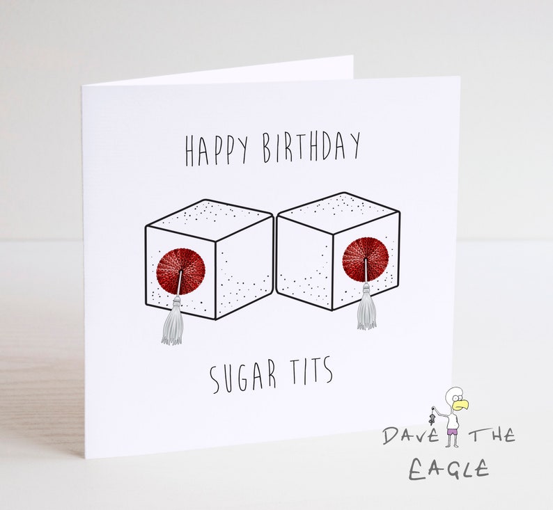 Sugar Tits Birthday Card Rude Cheeky Etsy