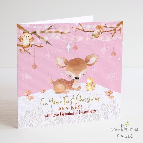 Baby's First Christmas Card Girls | Etsy