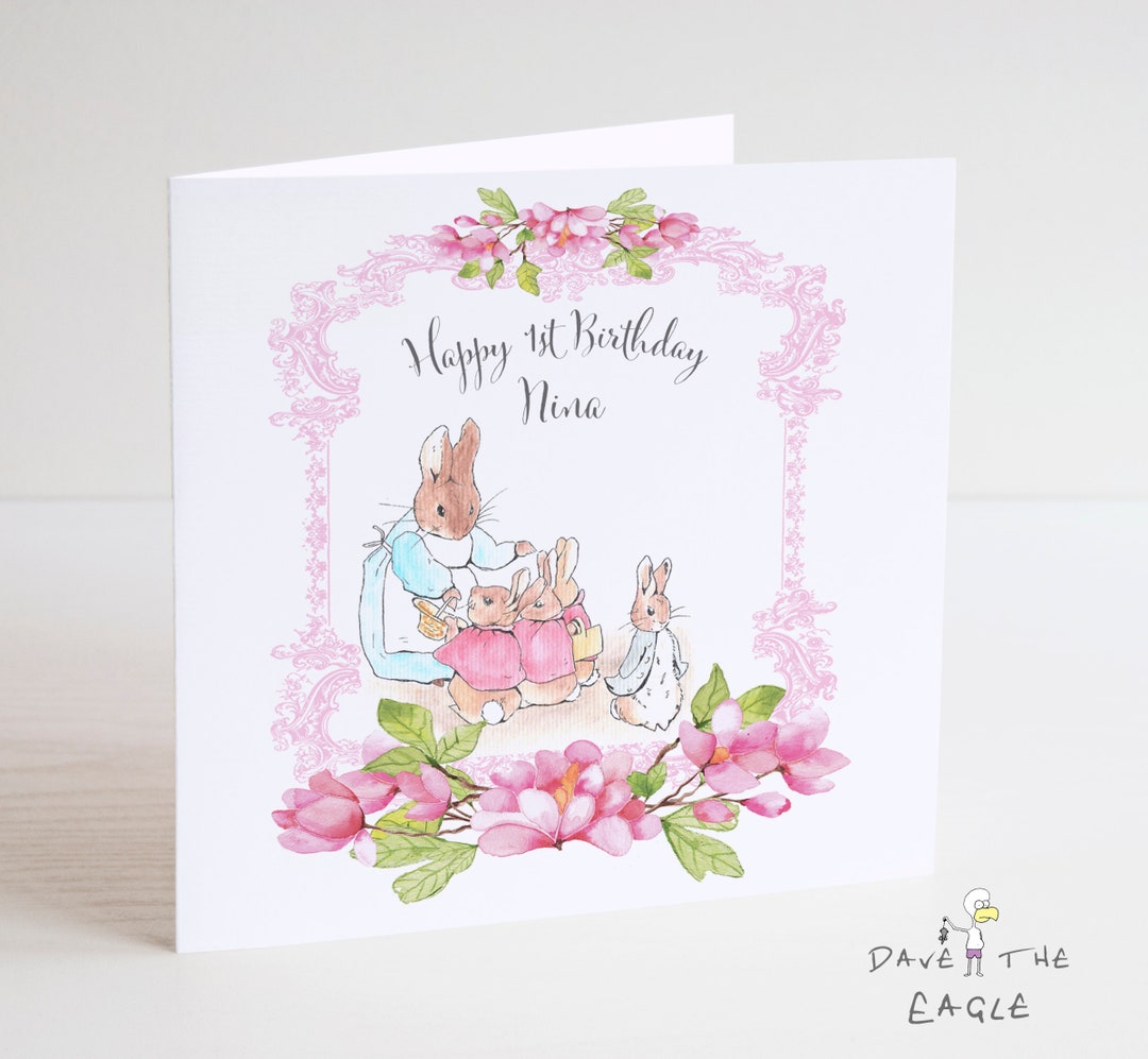 Girls Personalised Birthday Card- 1-9 - Bunny Rabbit Design - Etsy UK
