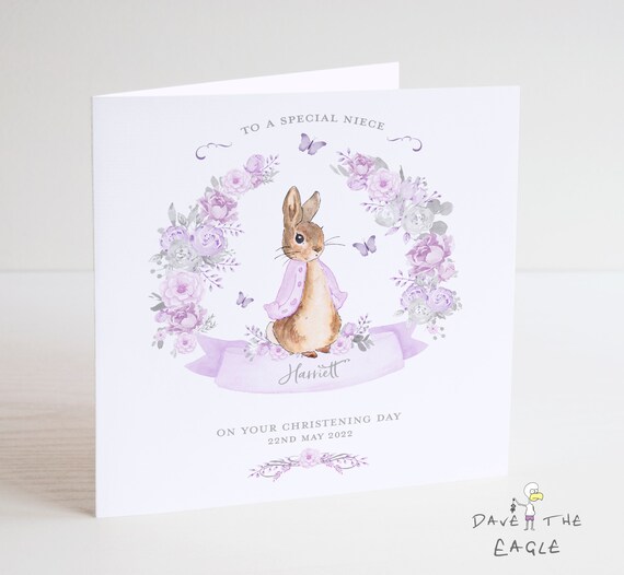 Christening or Baptism Card Vintage Bunny Card | Etsy