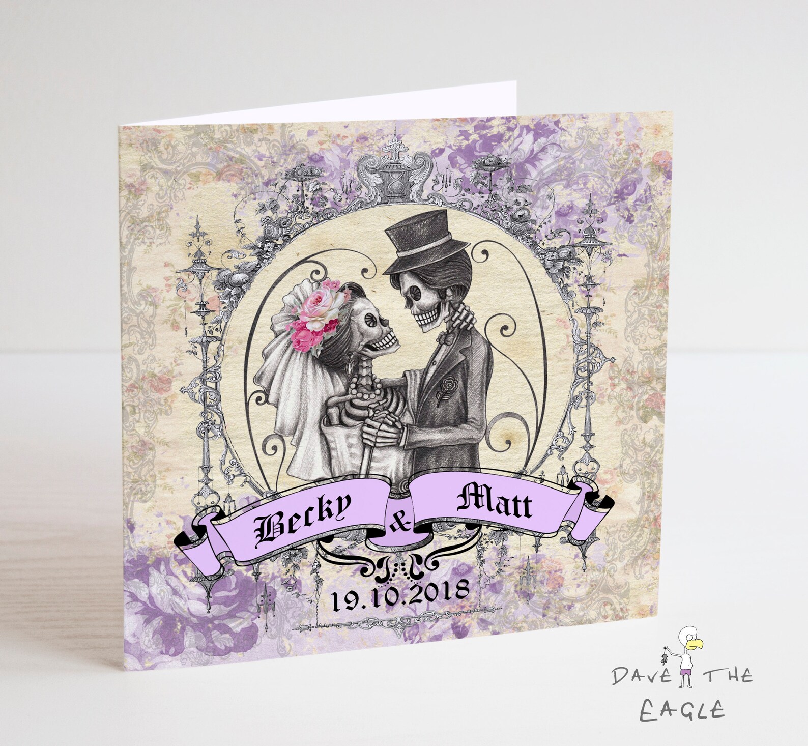 Sugar Skull Wedding Card Personalised Vintage Day of the - Etsy