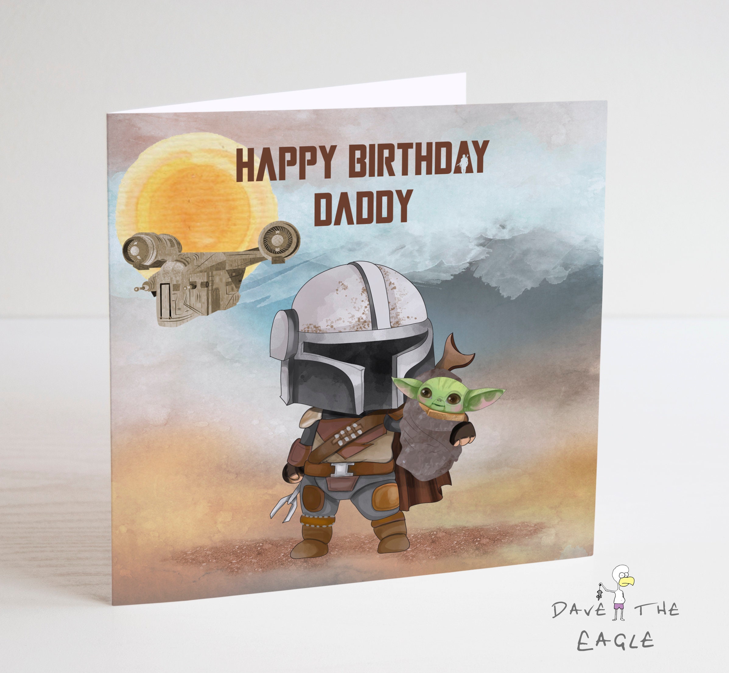 BOBA FETT Birthday Card for Daddy Mandalorian Baby Yoda the | Etsy UK