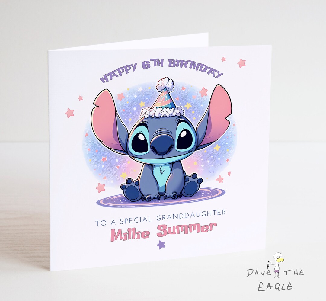 Stitch Birthday Card Personalised Daughter Granddaughter Niece Lilo and ...