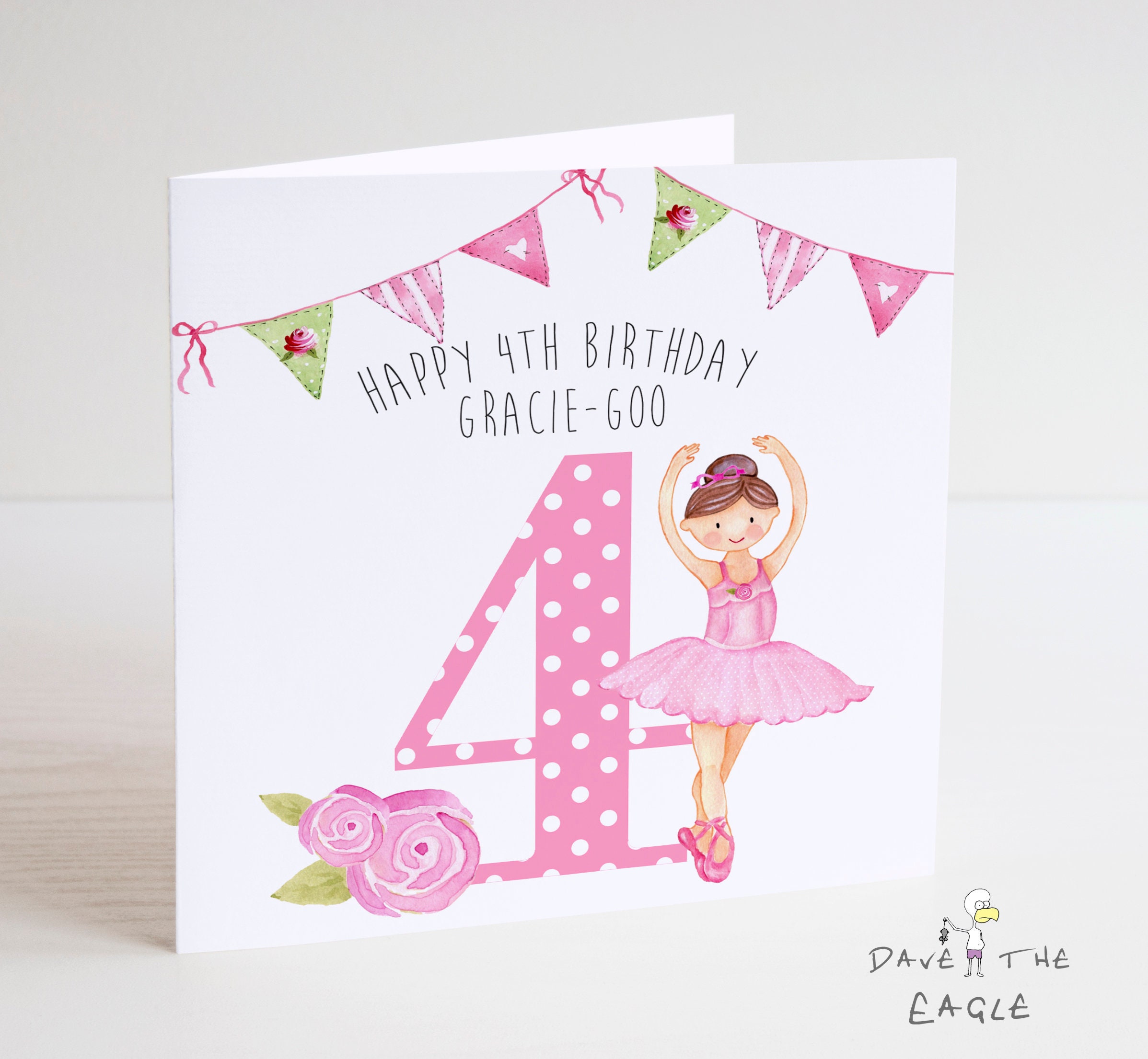 Ballerina Personalised Girls Birthday card 1-9 Ballet | Etsy