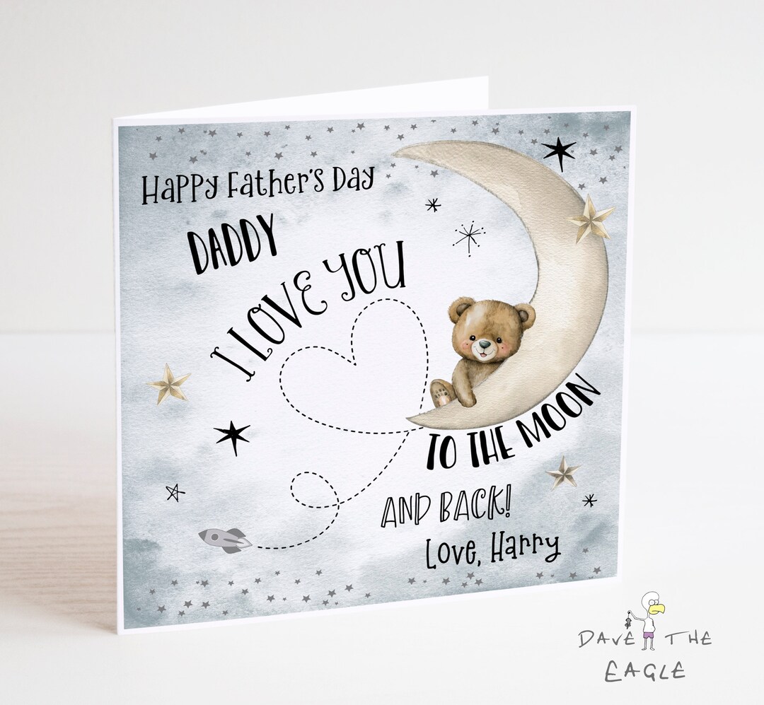 Father's Day Card - Love You to the Moon and Back - Personalised - Etsy