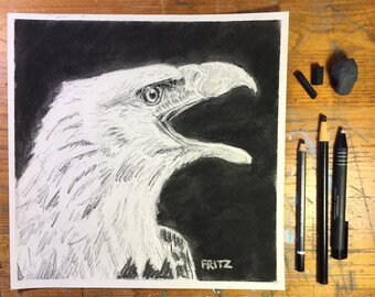 Bald Eagle Charcoal Drawing Human Inspired, AI Generated, AI Digital ...