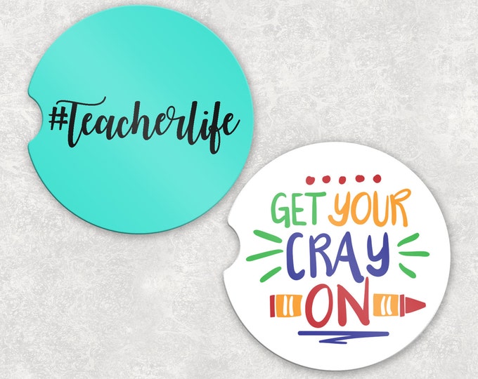 Teacher Car Coaster ~personalized Sandstone Car Coaster ~set of 2 ...