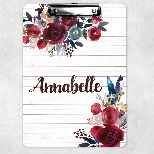 Personalized Clipboard Floral Clipboard 2-sided Clipboard - Etsy