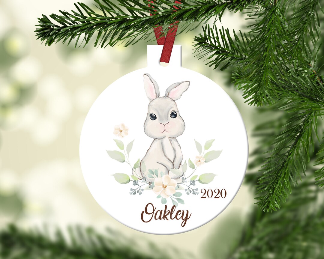Personalized Baby Bunny Ornament Baby's First Christmasbunny ...