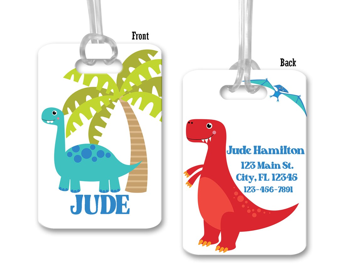 Personalized Luggage Tag~dinosaurbag Tag~dino Tag~t-rex Luggage Tag ...