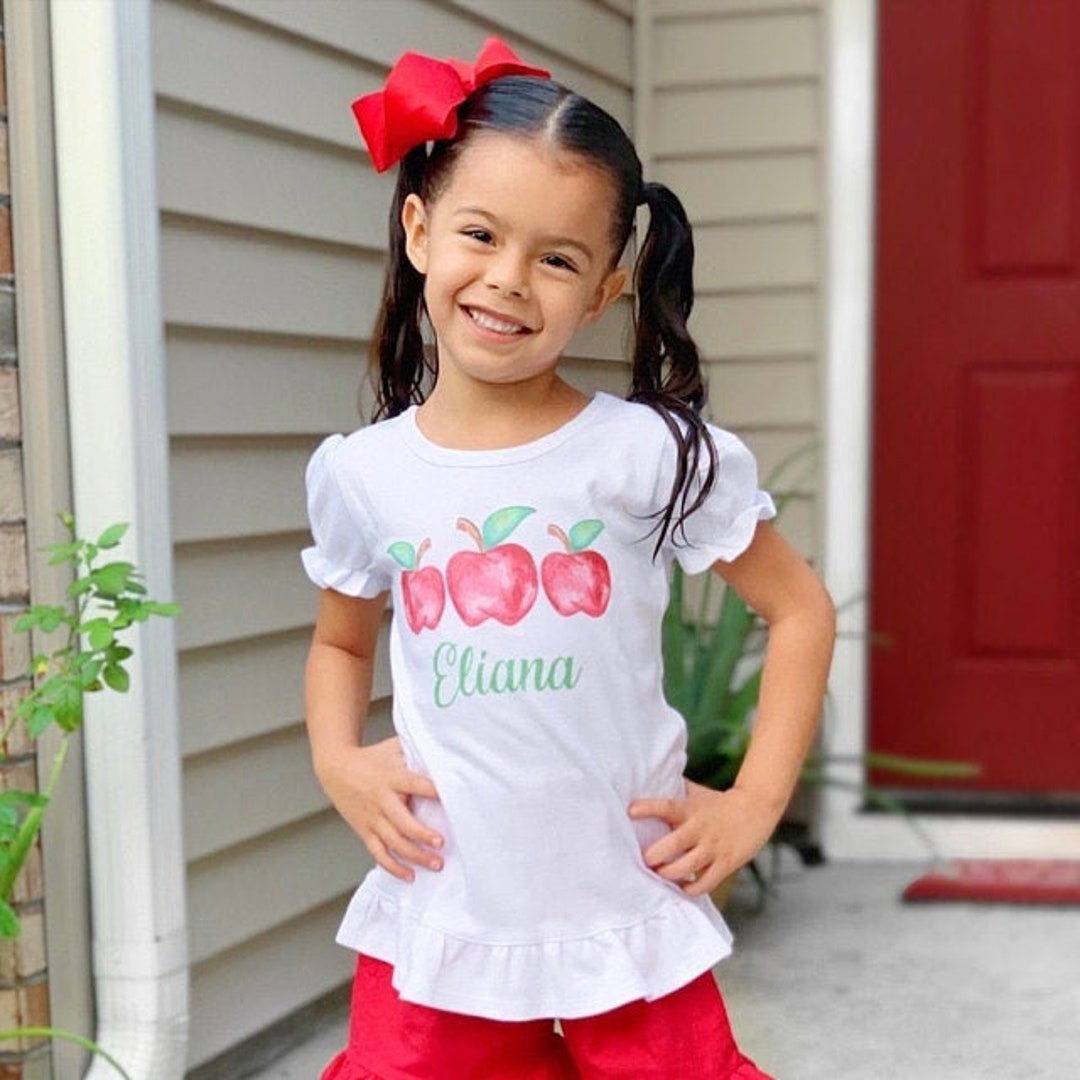 Personalized Back to School Shirt~apple Shirt~girls Ruffle Shirt~apple ...
