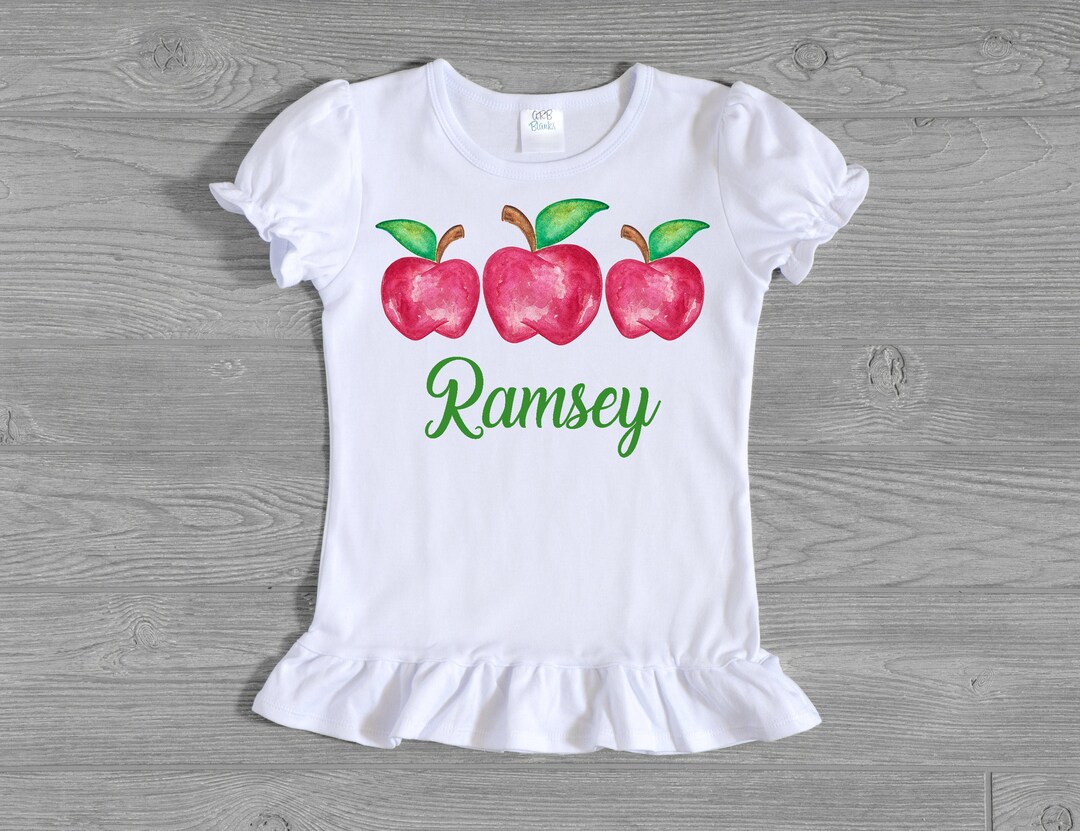 Personalized Back to School Shirt~apple Shirt~girls Ruffle Shirt~apple ...