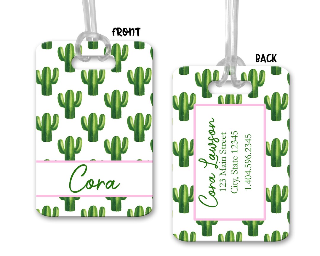 Personalized Luggage Tag~cactus Bag Tag~beach Luggage Tag~vacation Bag ...