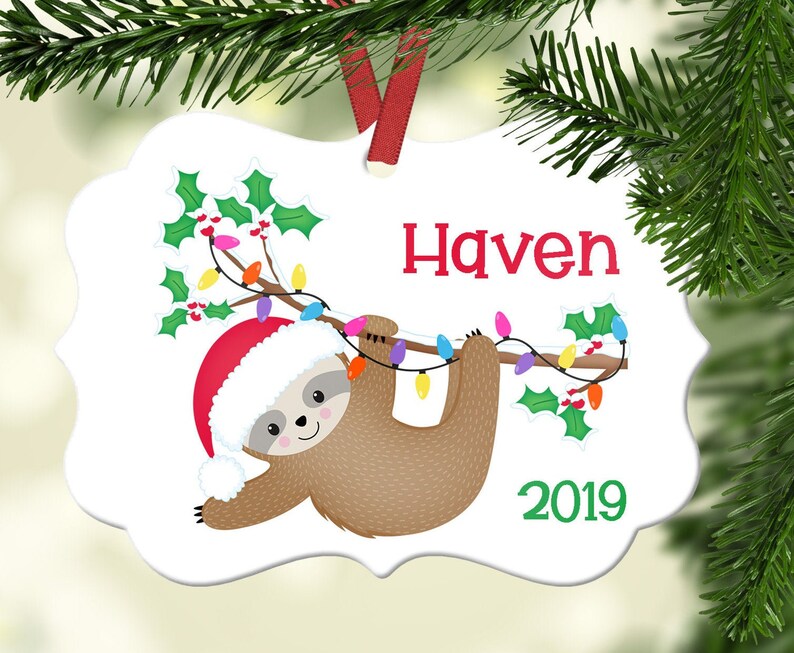 Personalized Sloth Christmas OrnamentSlothPersonalized sloth | Etsy